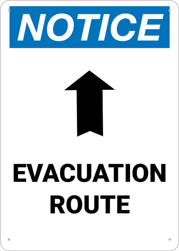 Notice Evacuation Route With Arrow Portrait For House Door Office ...