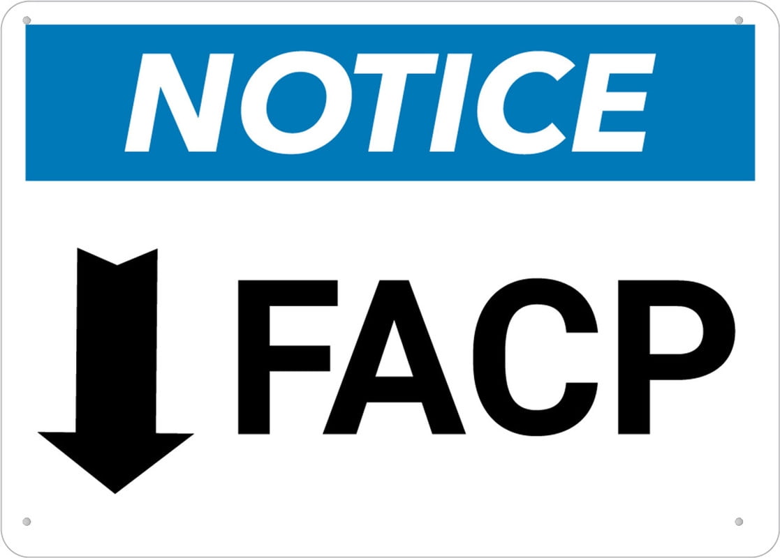 Notice Facp Down Arrow Sign Signs Outdoor, Uv Printed Aluminum 12 X 8 ...