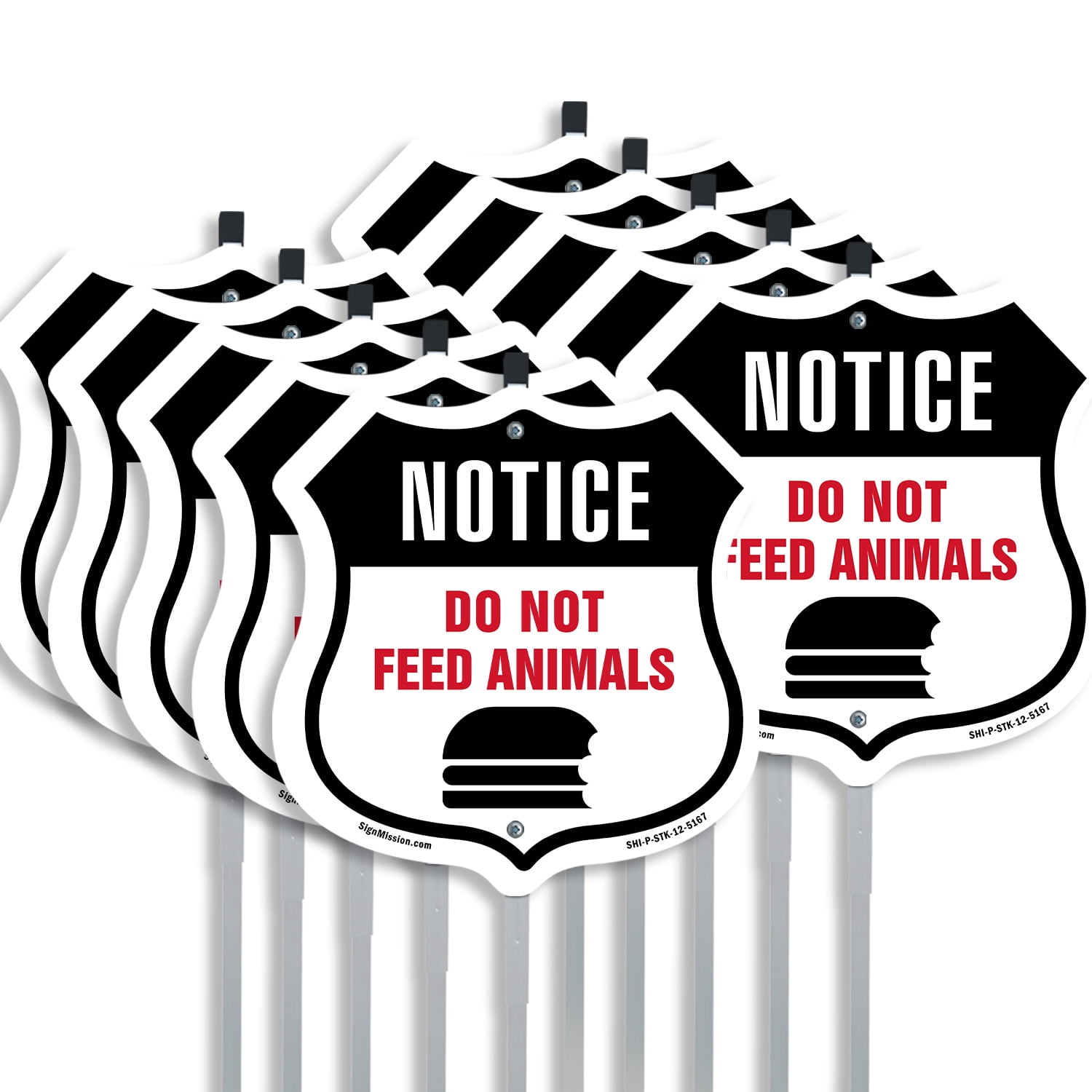Notice Do Not Feed Animals (10 Pack) 12 inch X 12 inch Shield Shaped ...