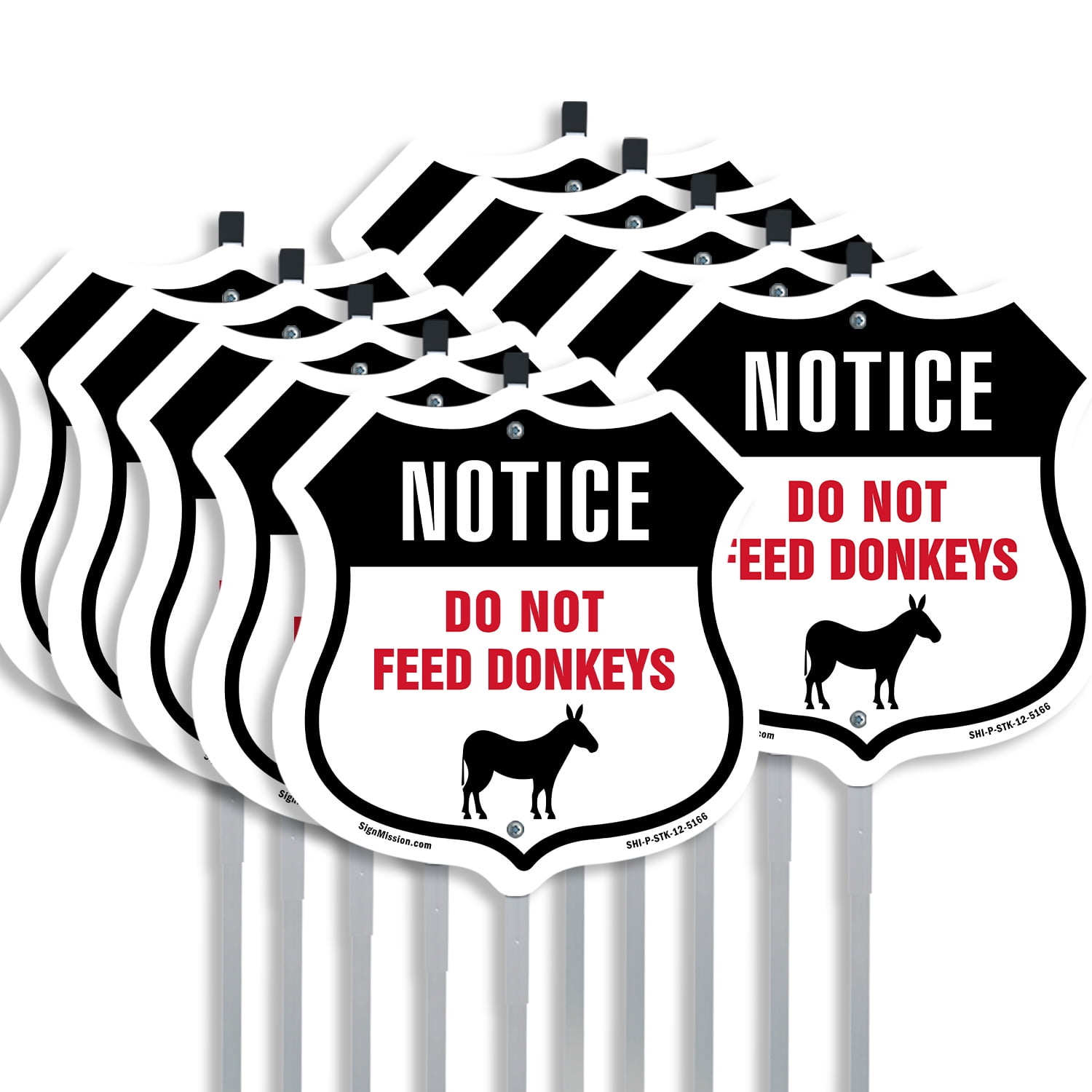 Notice Do Not Feed Donkeys (10 Pack) 12 inch X 12 inch Shield Shaped ...