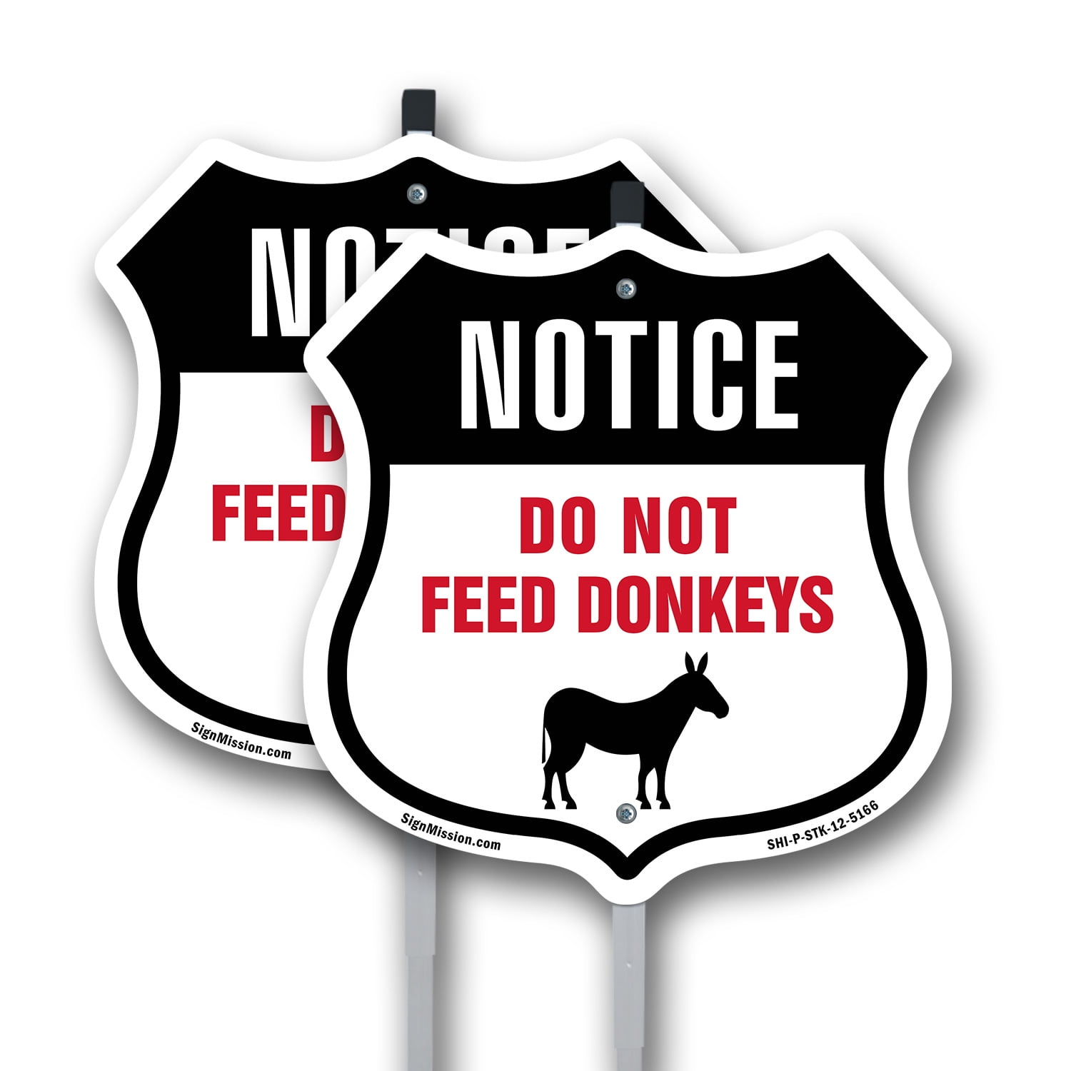 Notice Do Not Feed Donkeys (2 Pack) 12 inch X 12 inch Shield Shaped ...