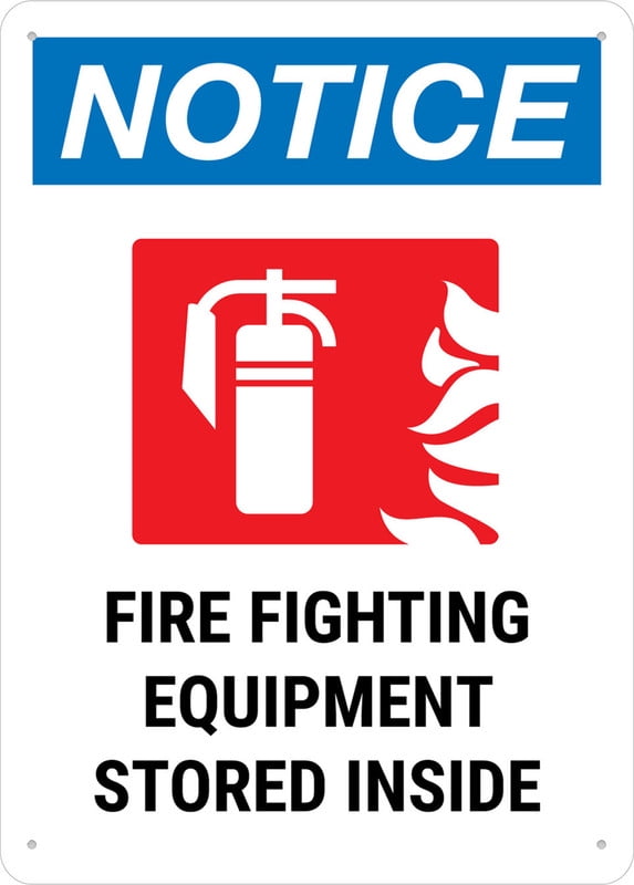 Notice Fire Fighting Equipment Stored Inside Portrait Sign 12X8 Inch ...