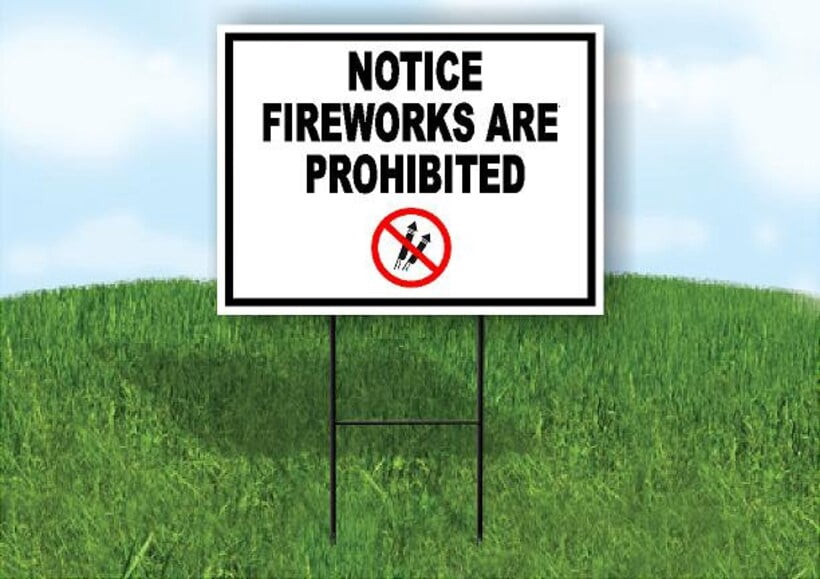 Notice Fireworks Are Prohibited Black Yard Sign Road Sign (Excluding ...