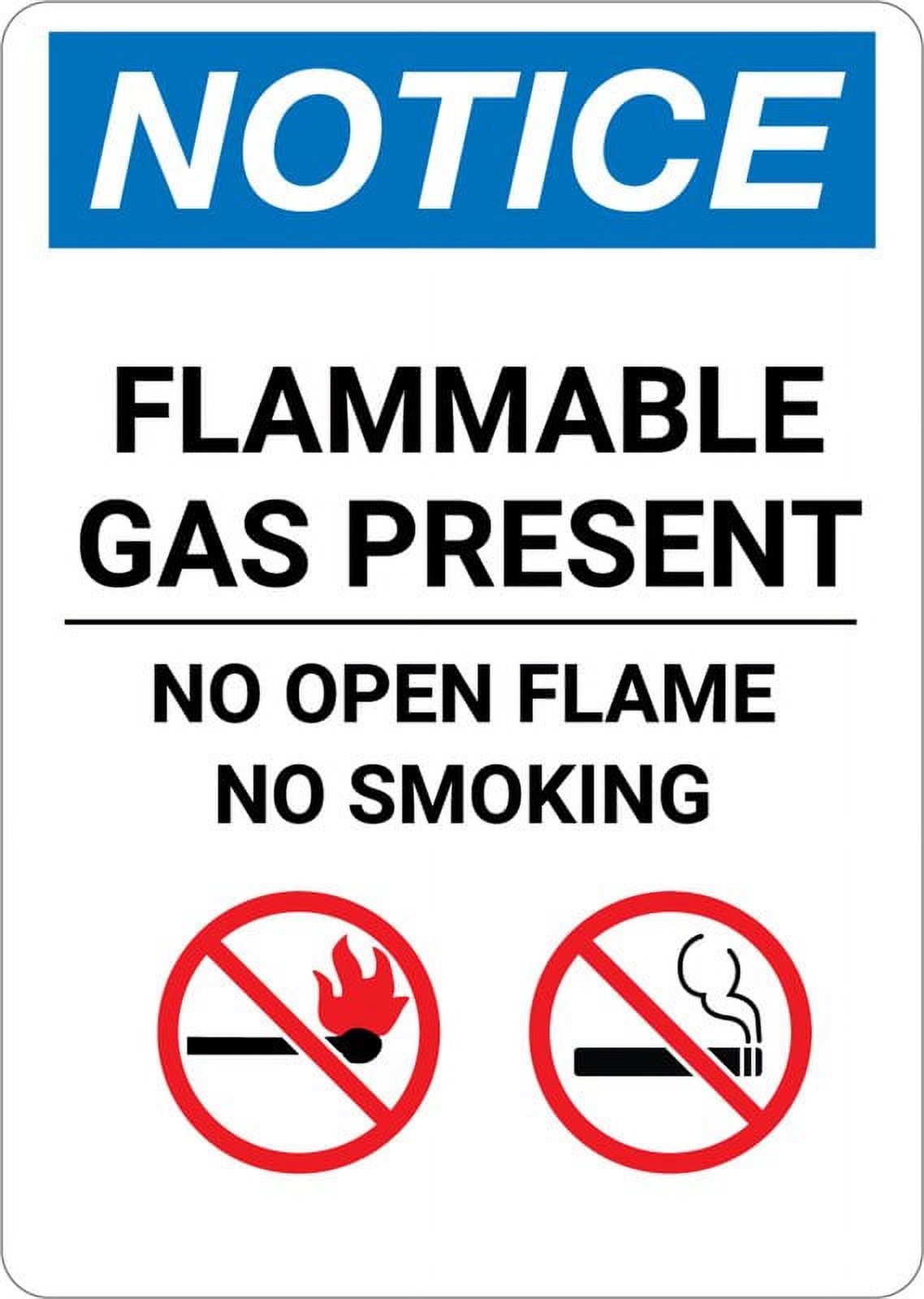 Notice Flammable Gas Present No Open Flame No Smoking With Icons Retro ...