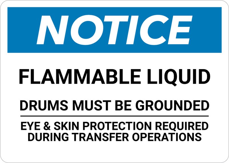 Notice Flammable Liquid Drums Must Be Grounded Retro Aluminum Sign ...