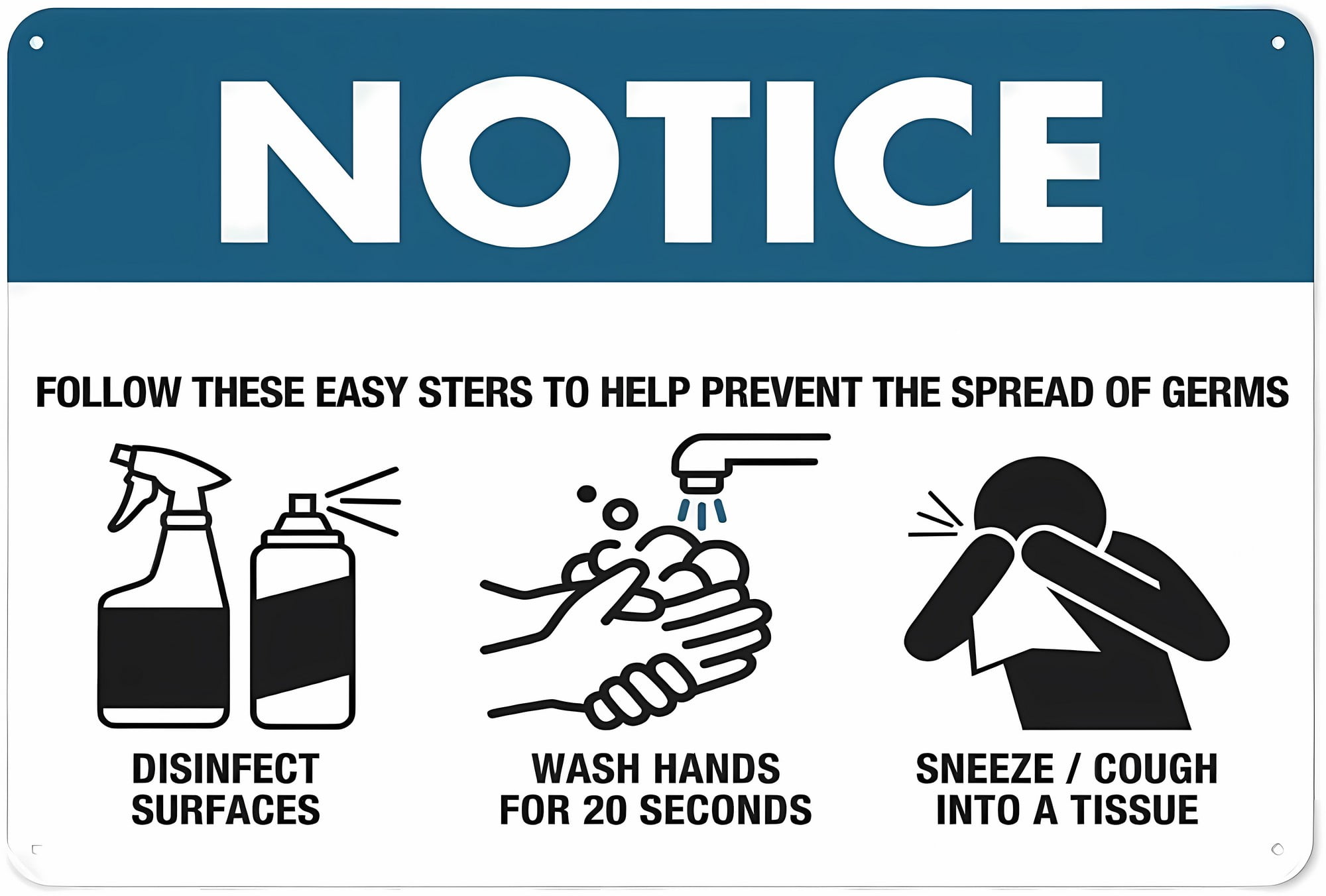 Notice Follow These Easy Steps To Help Prevent Sign - 8"x12" Reflective ...