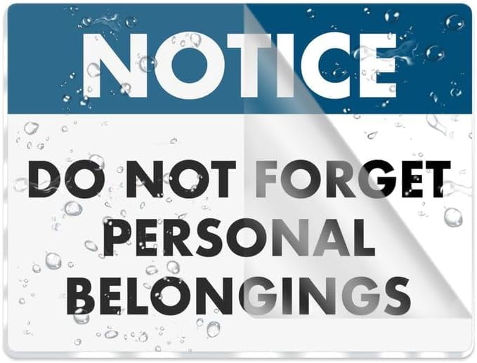 Notice Do Not Forget Personal Belongings Wall Or Door Sign- Acrylic ...