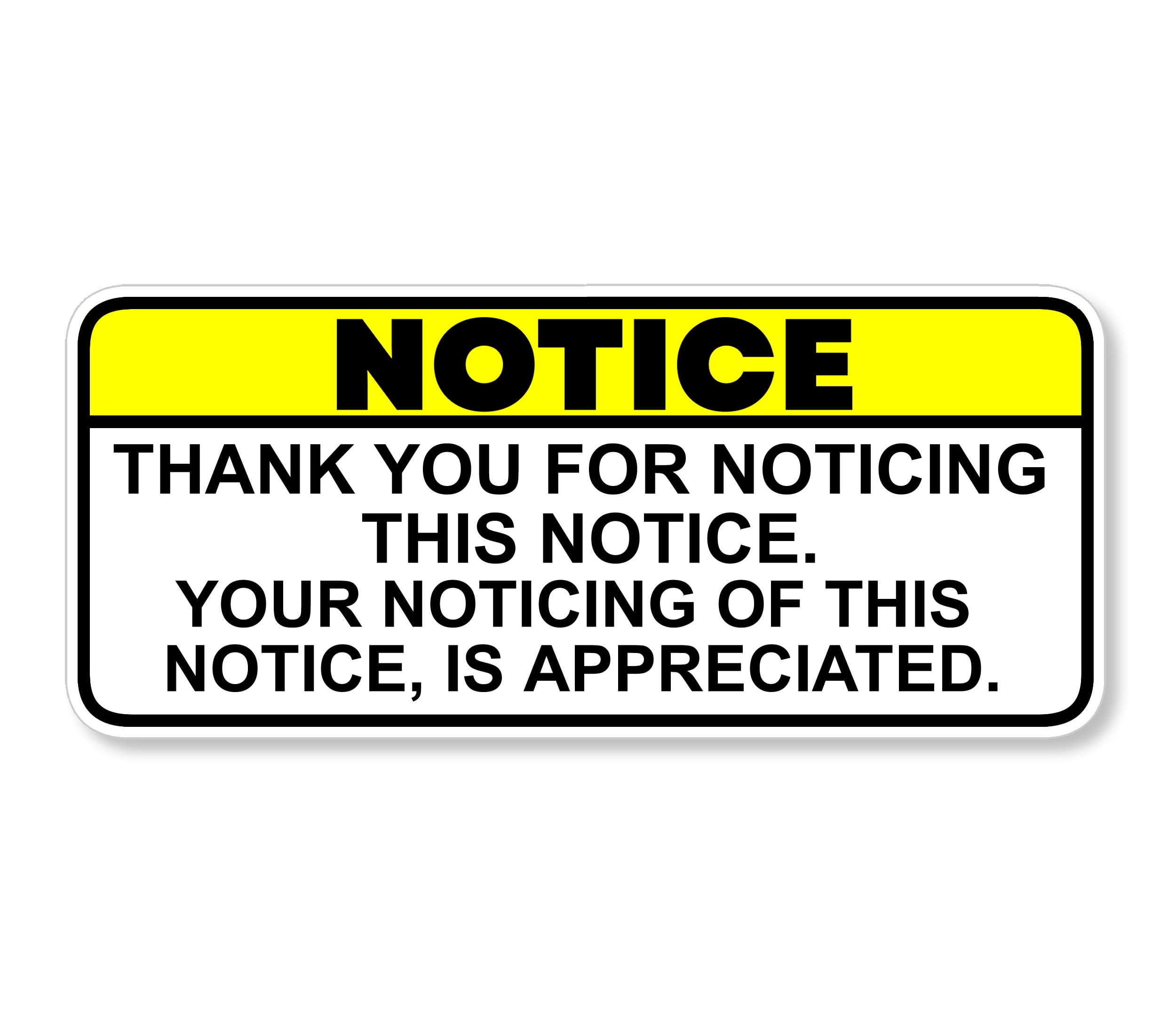 Notice Funny Joke Prank Car Truck Window Bumper Vinyl Sticker Decal 5 ...