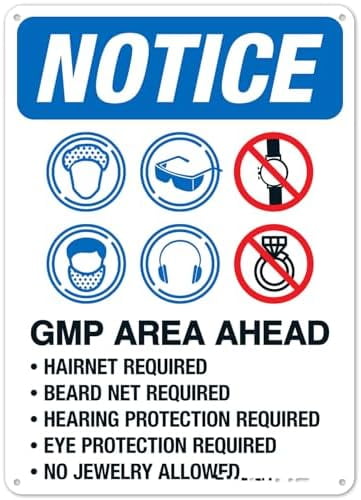 Notice GMP Area Ahead Sign Facility Safety Signs Metal Tin Sign 8x12 ...