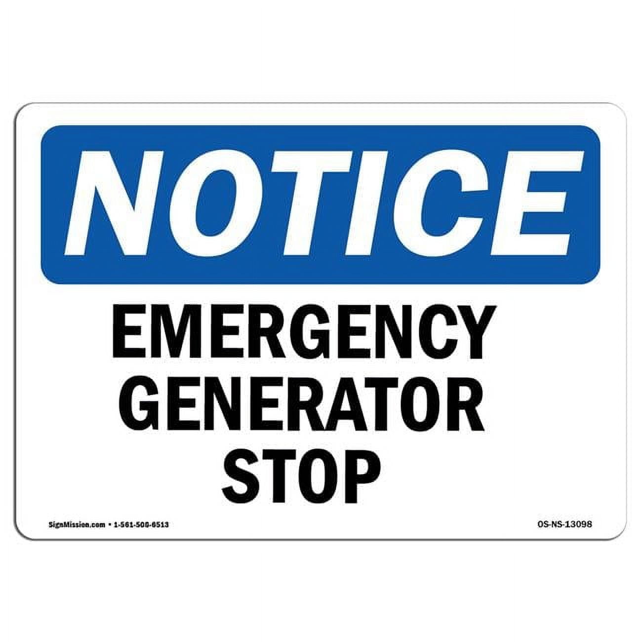 Notice Generator Emergency Stop OSHA Decal Sign - Walmart.com