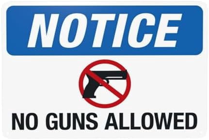 Notice No Guns Allowed Warning Sign, Door Metal Signs for Home Business ...
