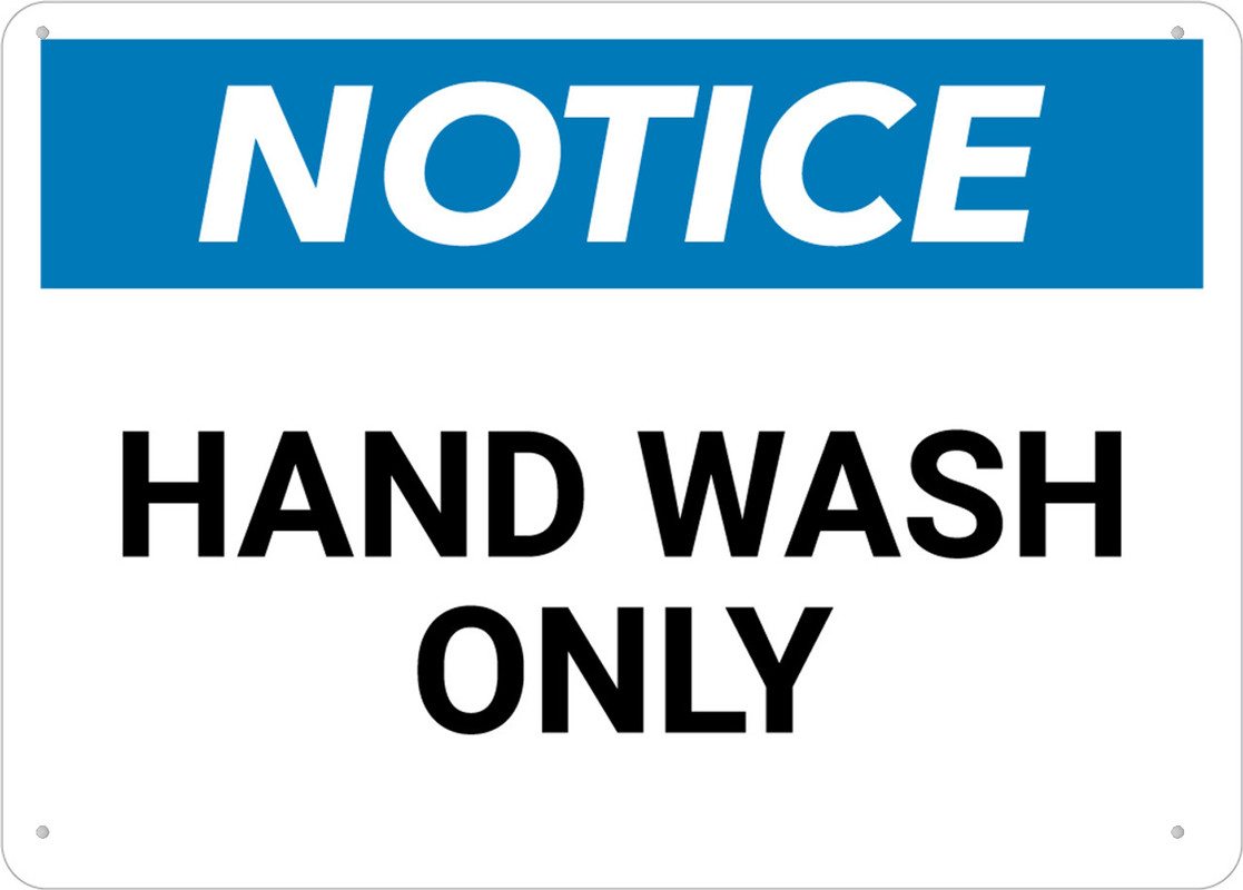 Notice Hand Wash Only Sign 12X8 Inches Metal Aluminum Signs, Weather ...