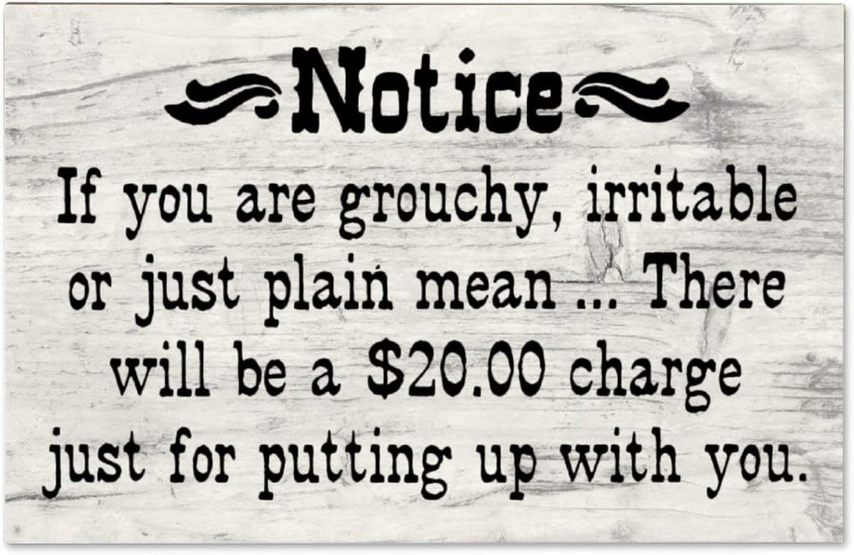 Notice If You Are Grouchy Irritable Or Just Plain Mean Plaque Sign ...
