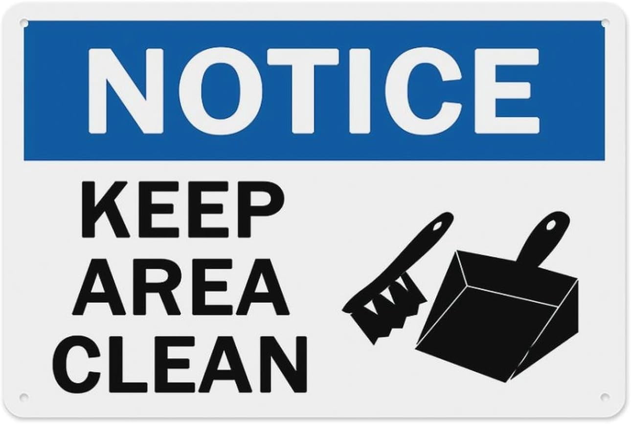 Notice Keep Area Clean Horizontal Sign 8"x12" - Aluminum Tin Warning ...