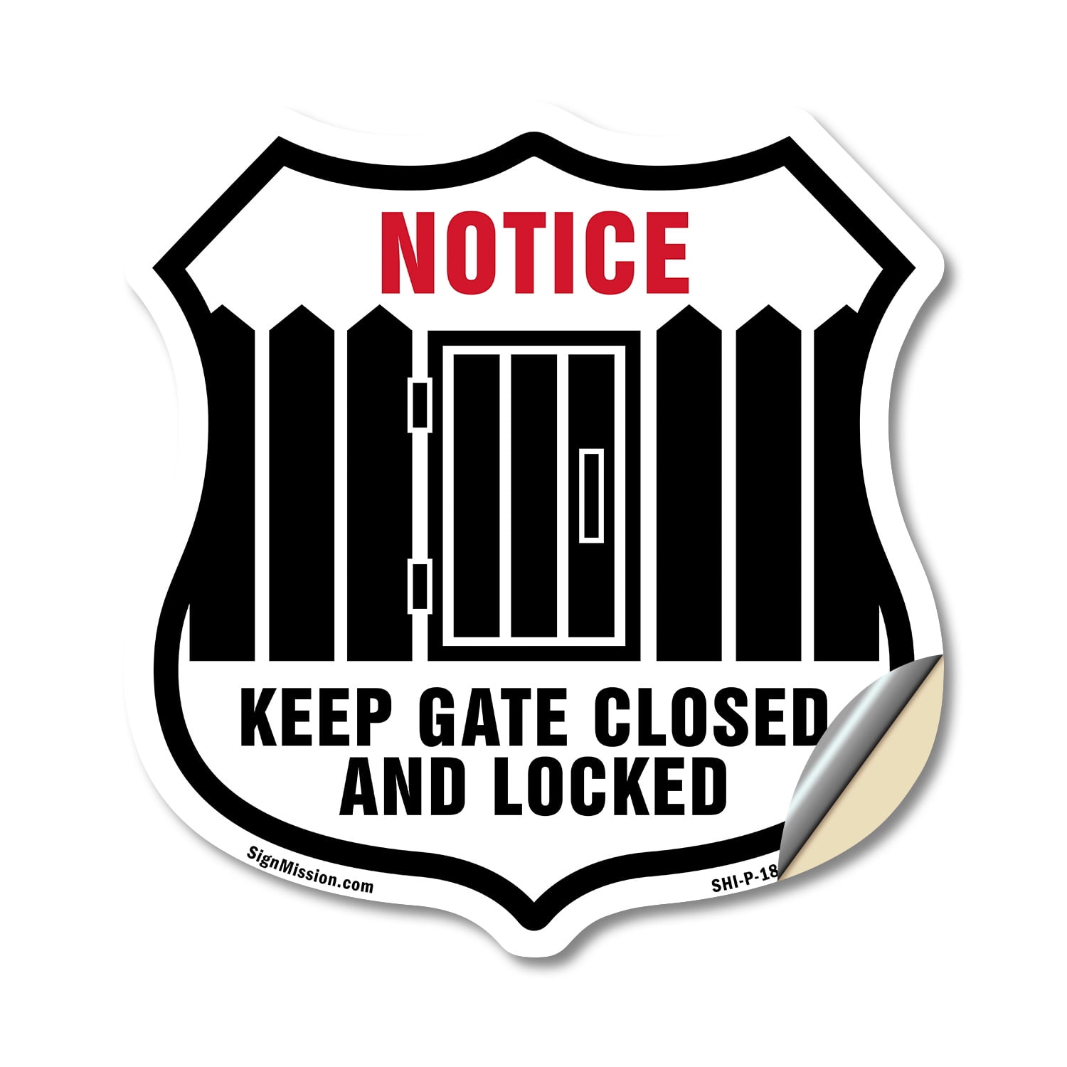 Notice Keep Gate Closed And Locked (2 Pack) 4 inch X 4 inch Shield ...