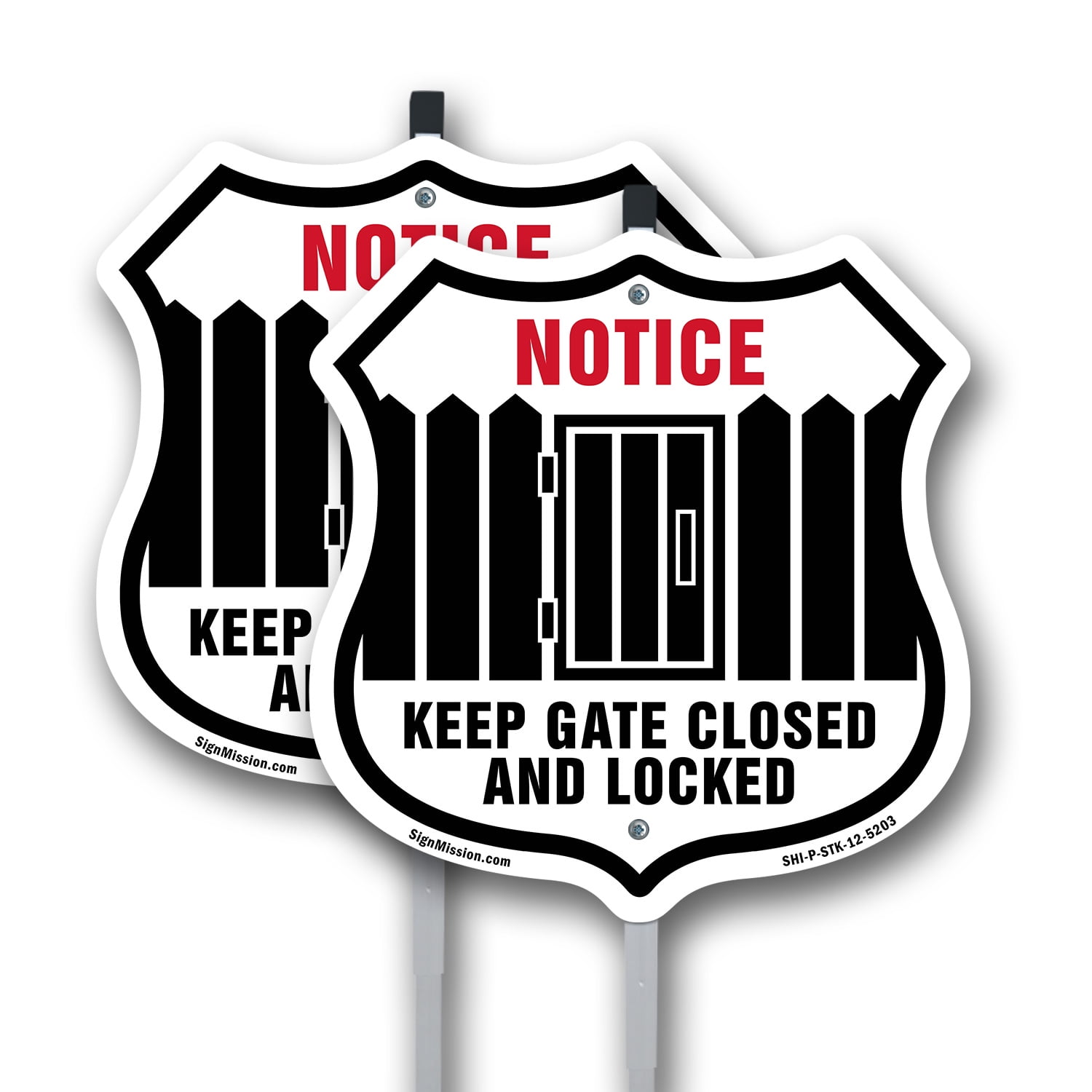 Notice Keep Gate Closed And Locked (2 Pack) 12 inch X 12 inch Shield ...