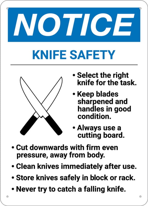 Notice Knife Safety Sign 12X8 Inch Aluminum Uv Ink Printed For House ...