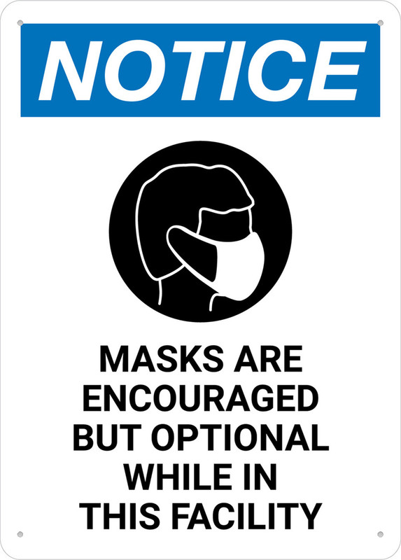Notice Masks Encouraged But Optional This Facility Portrait Sign Signs ...