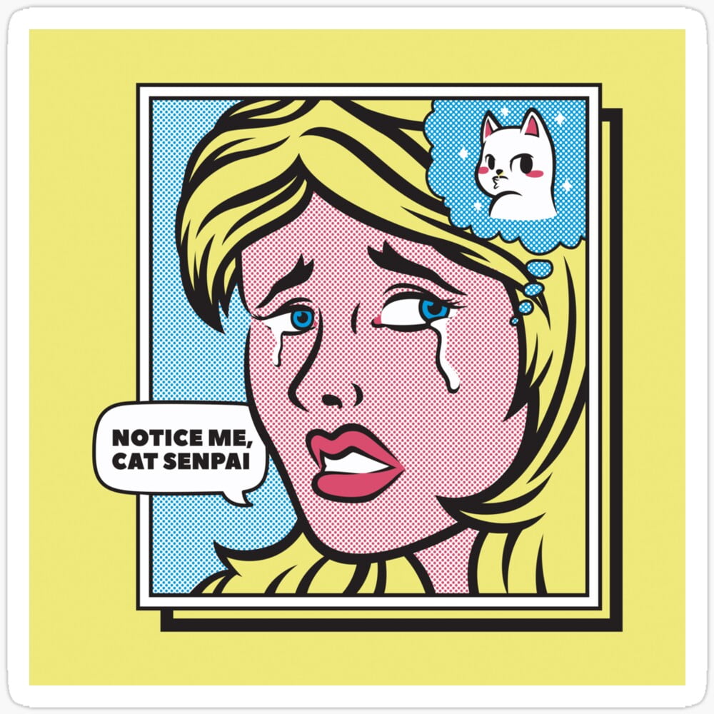 Notice Me, Cat Senpai Sticker Phone Decal Water Bottle Stickers Car ...