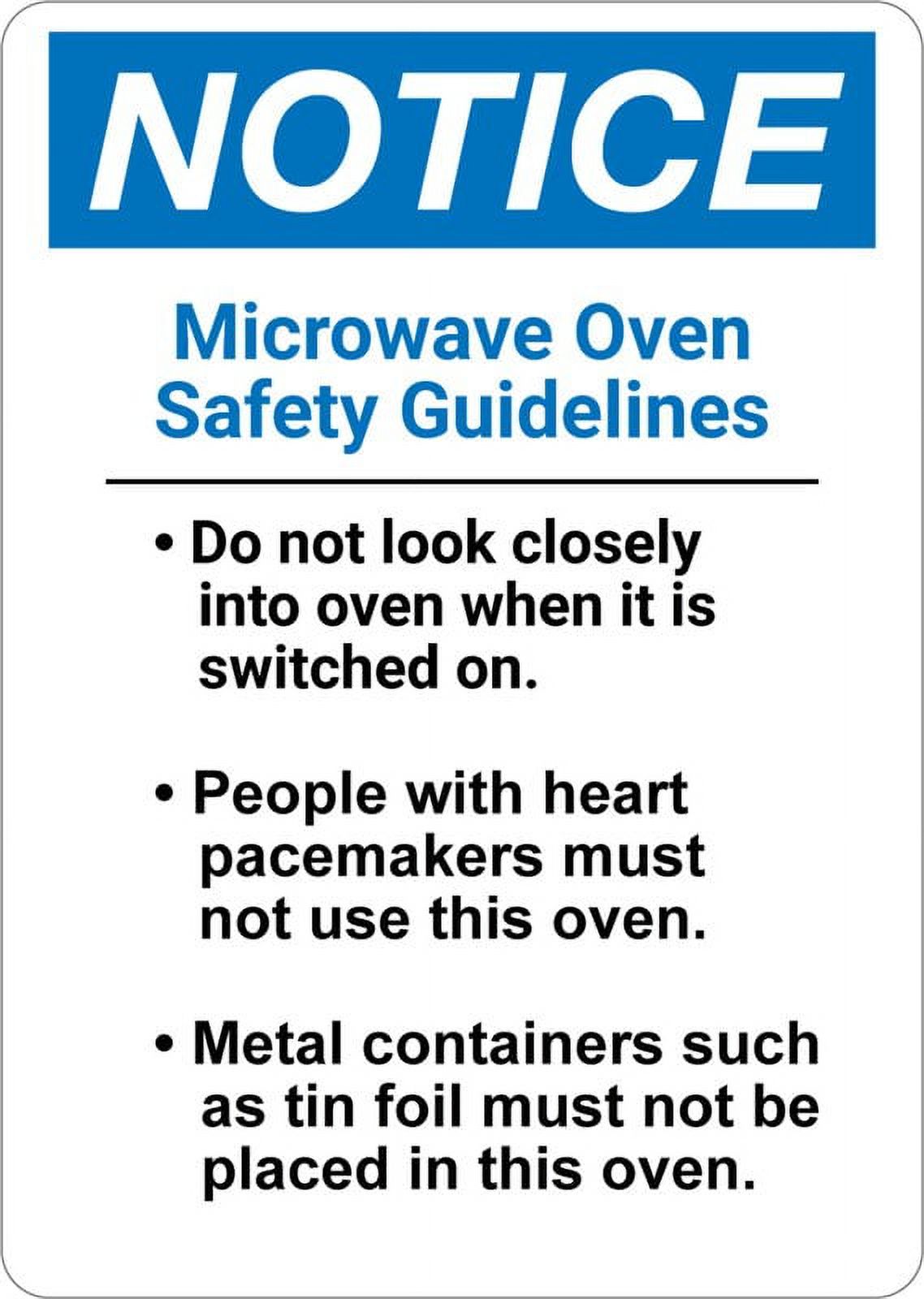 Notice Microwave Oven Safety Guidelines Retro Aluminum Sign Metal Tin ...