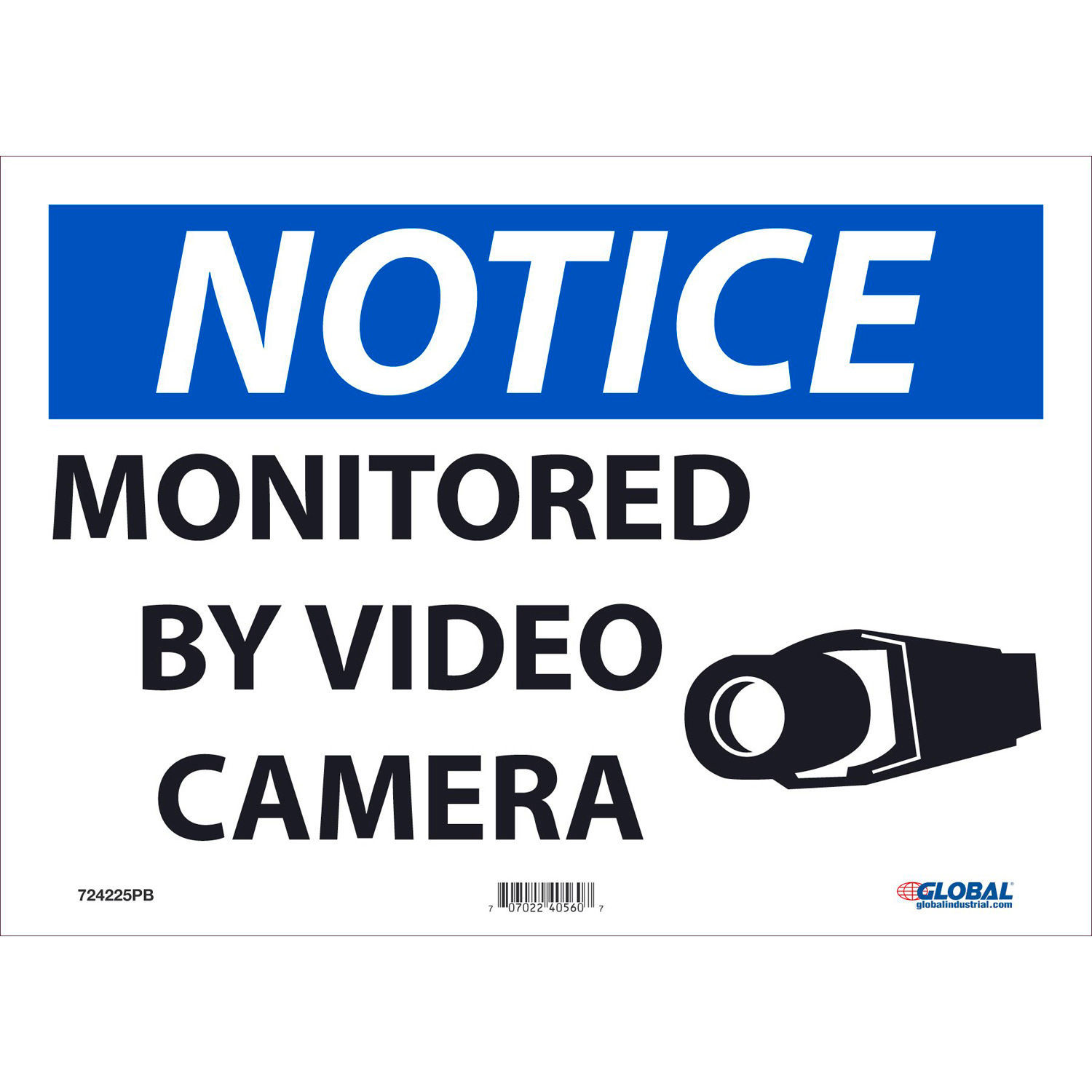 Notice Monitored By Video Camera Sign, 10"X14", Adhesive Backed Vinyl ...