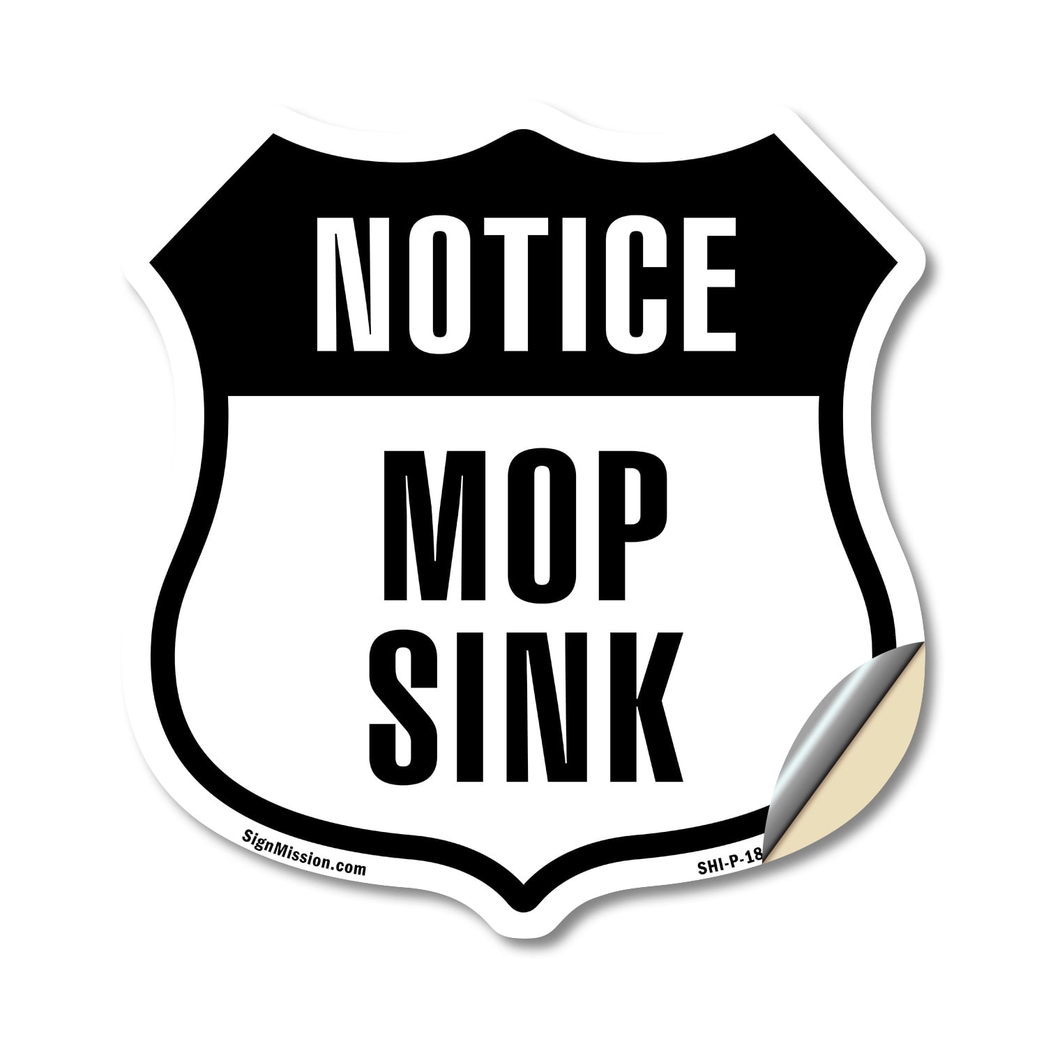 Notice Mop Sink 12 inch X 12 inch Shield Shaped Heavy Duty 3.2 mil ...