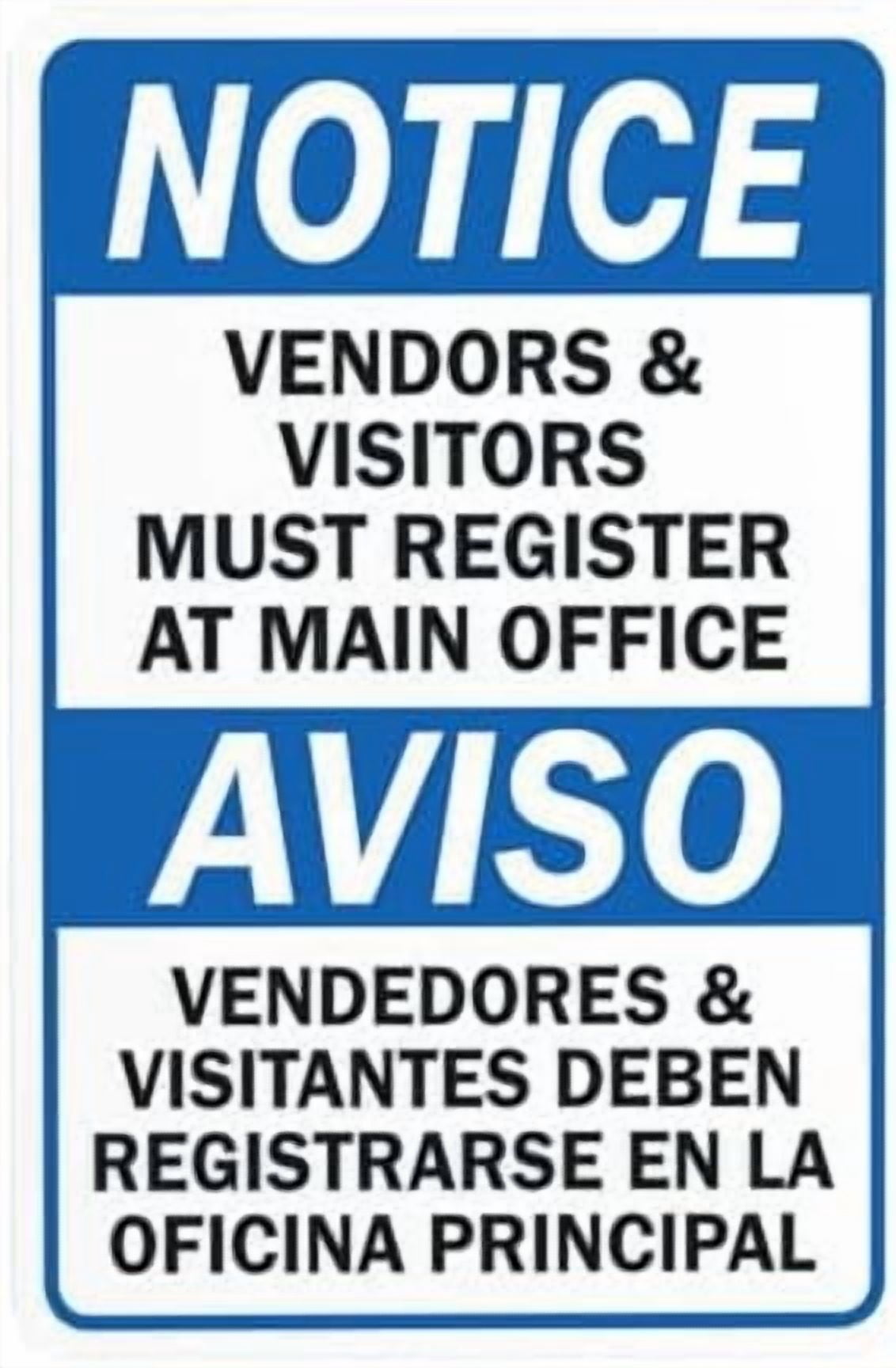 Notice Must Register At Main Office Warning,Visitor Security Metal ...