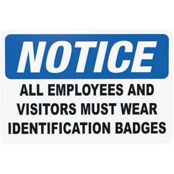 Notice Must Wear Identification Badges Warning Sign, Visitor Security ...