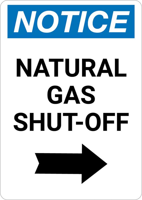 Notice Natural Gas Shut Off With Right Arrow Retro Metal Tin Signs 12X8 ...
