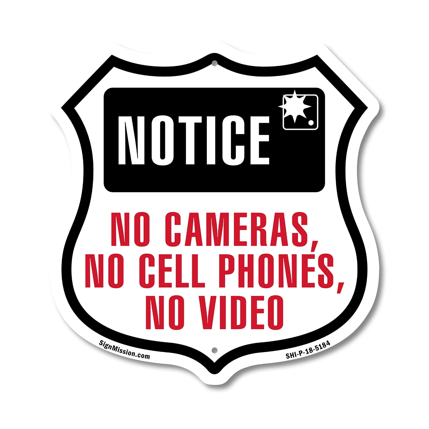 Notice No Cameras Cell Phones No Video (2 Pack) 18 inch X 18 inch ...