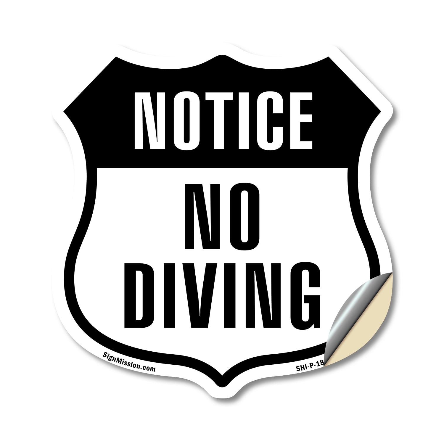 Notice No Diving 12 inch X 12 inch Shield Shaped Heavy Duty 3.2 mil ...