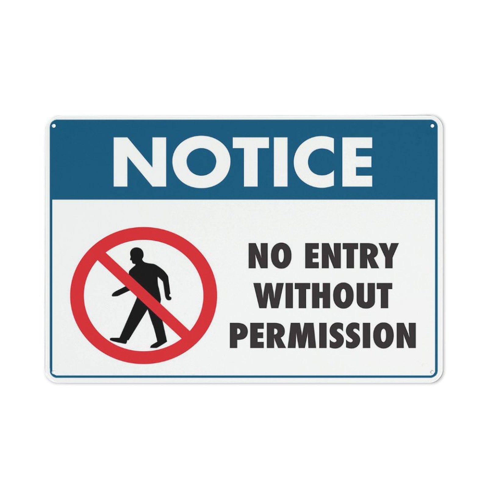 Notice No Entry Without Permission Sign 12”X8” Metal Signs Aluminum ...