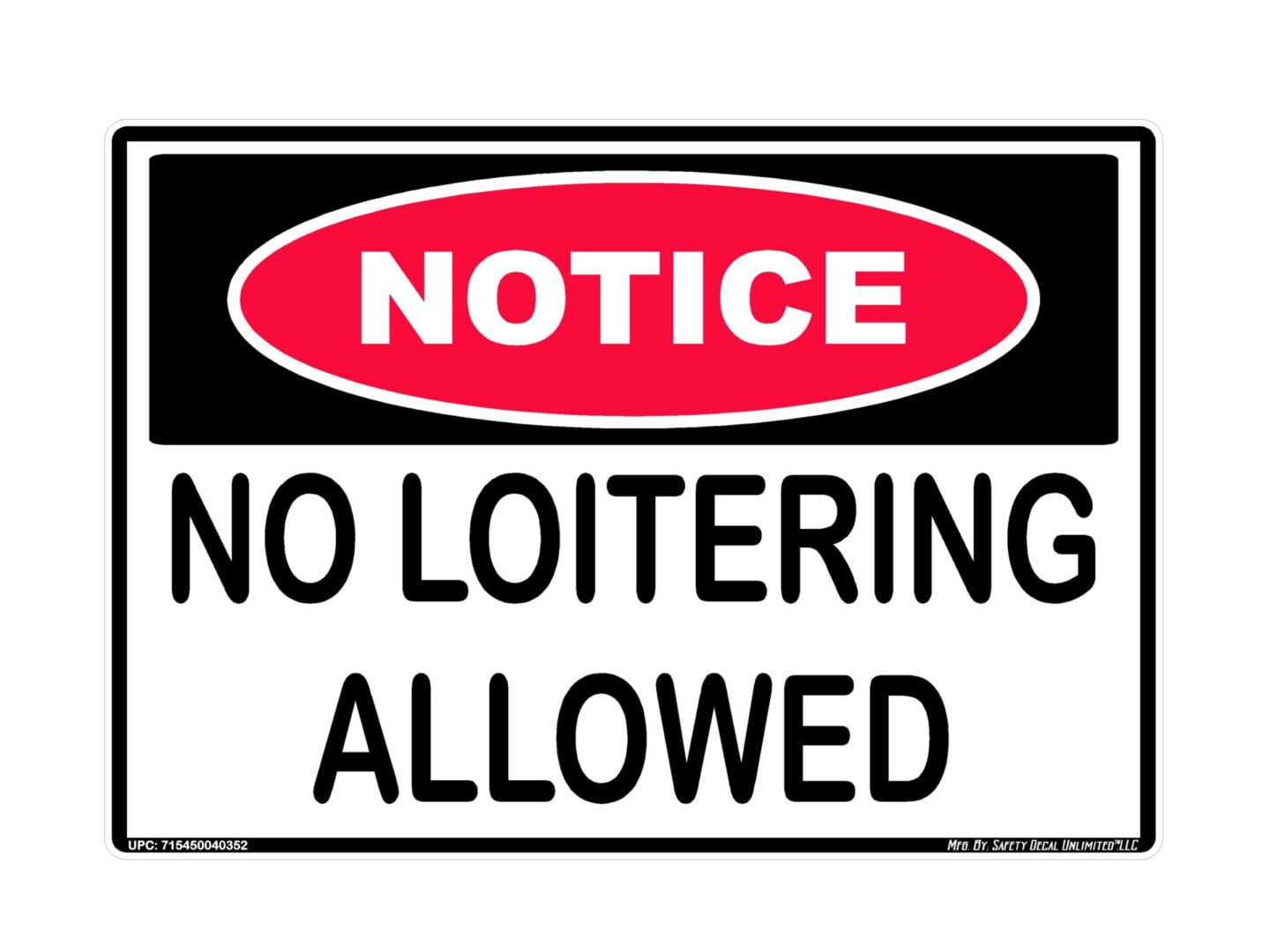 Notice No Loitering Allowed Private Property Do Not Stand Gathering ...