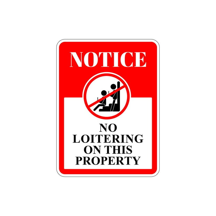 Notice No Loitering On This Property Wall or Door Sign Safety Signage ...