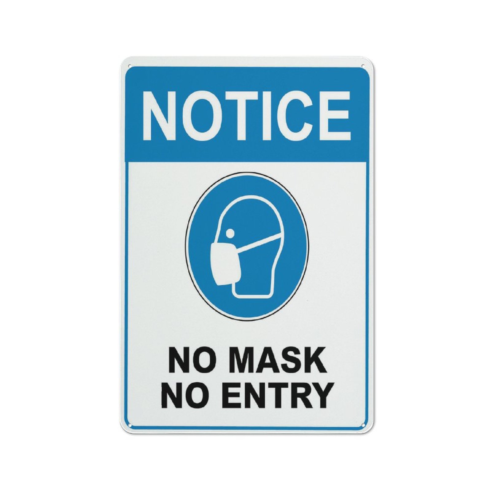 Notice No Mask No Entry Blue Sign Safe Sign, Signs Outdoor, 12 X 8 In ...