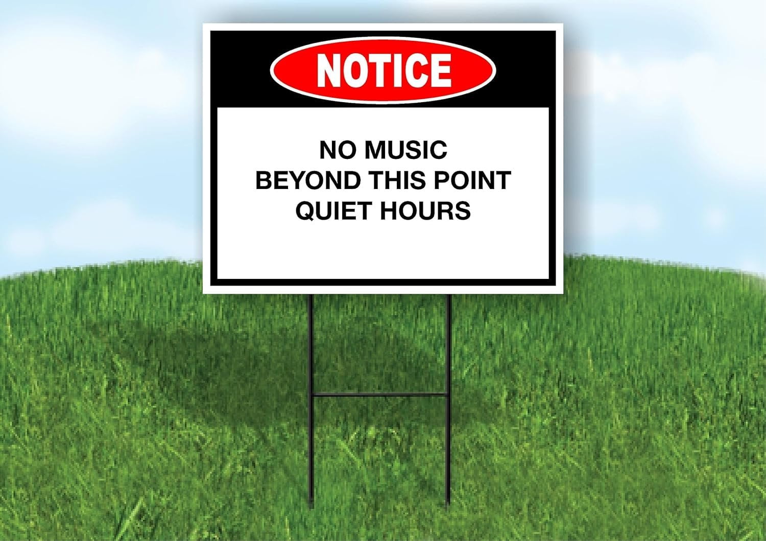 Notice No Music Beyond This Point Quiet Hours Single Sided 18 in x 24 ...