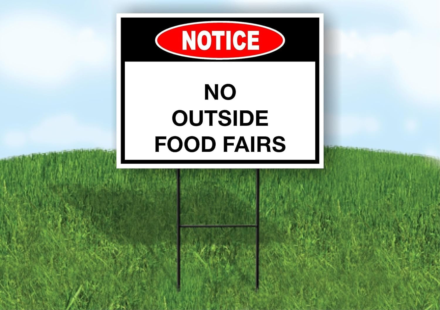 Notice No Outside Food Fairs Double Sided 18x24 in Yard Road Sign w ...