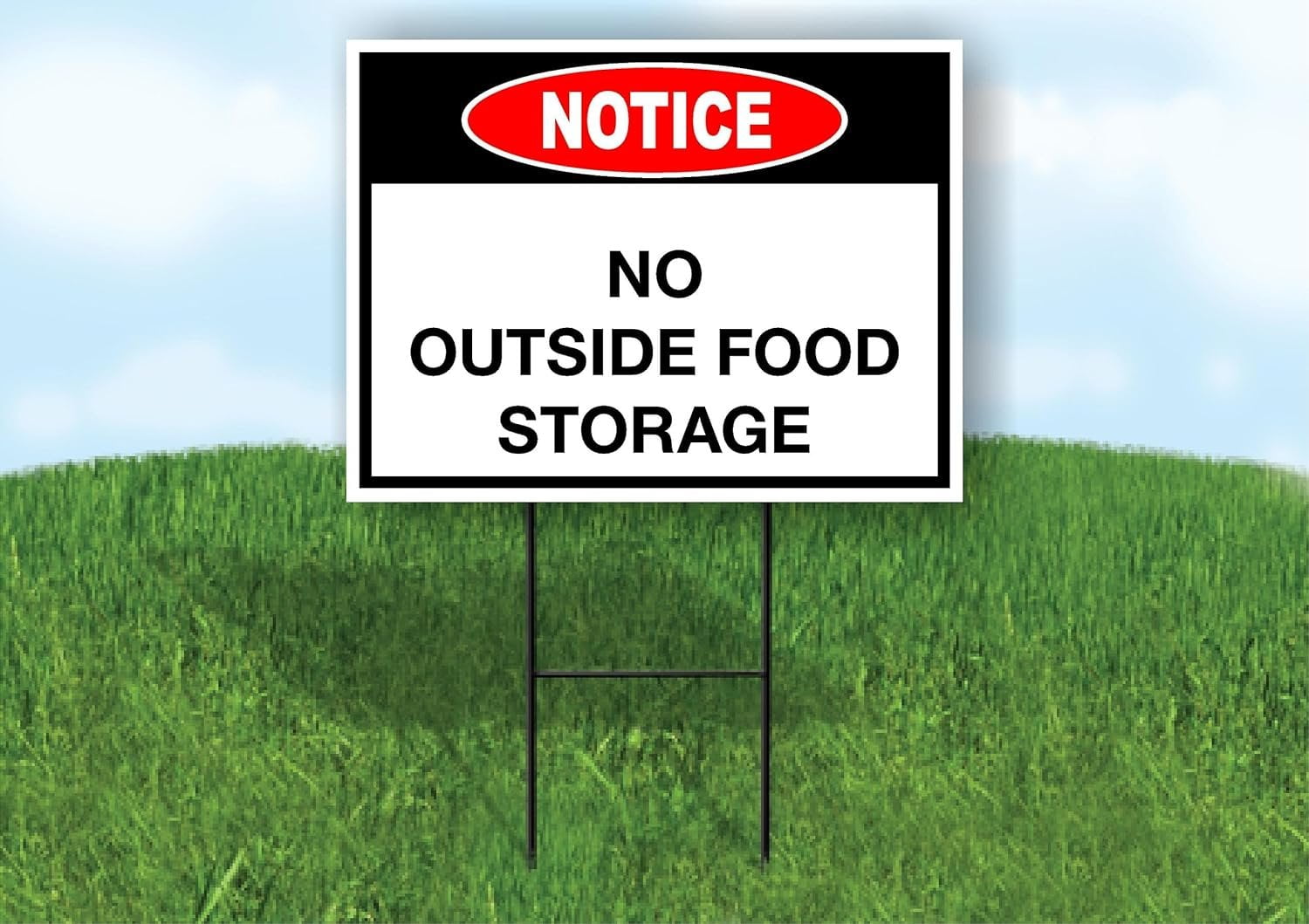 Notice No Outside Food Storage Double Sided 18x24 in Yard Road Sign w ...