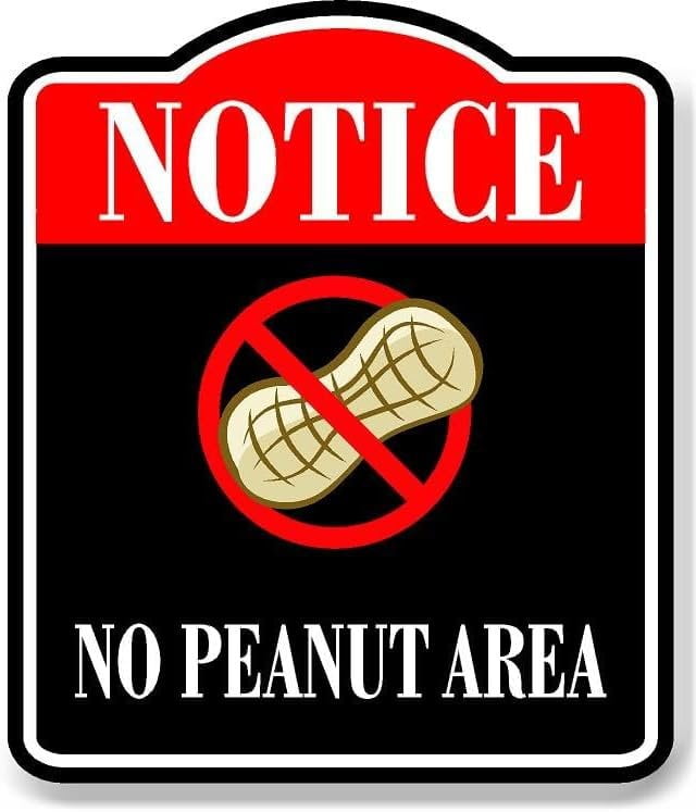 Notice No Peanut Area BLACK Aluminum Composite Sign, 20"x24" - Walmart.com