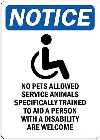 Notice No Pets Service Animals Allowed Sign | Label Decal Sticker ...