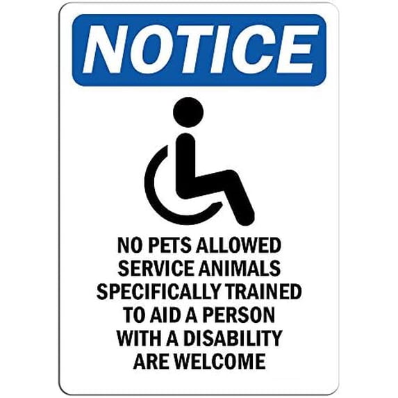 Notice No Pets Service Animals Allowed Sign | Label Decal Sticker ...