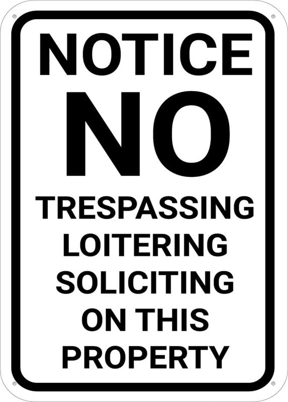 Notice No Trespassing Loitering Soliciting Portrait Sign Outdoor Metal ...