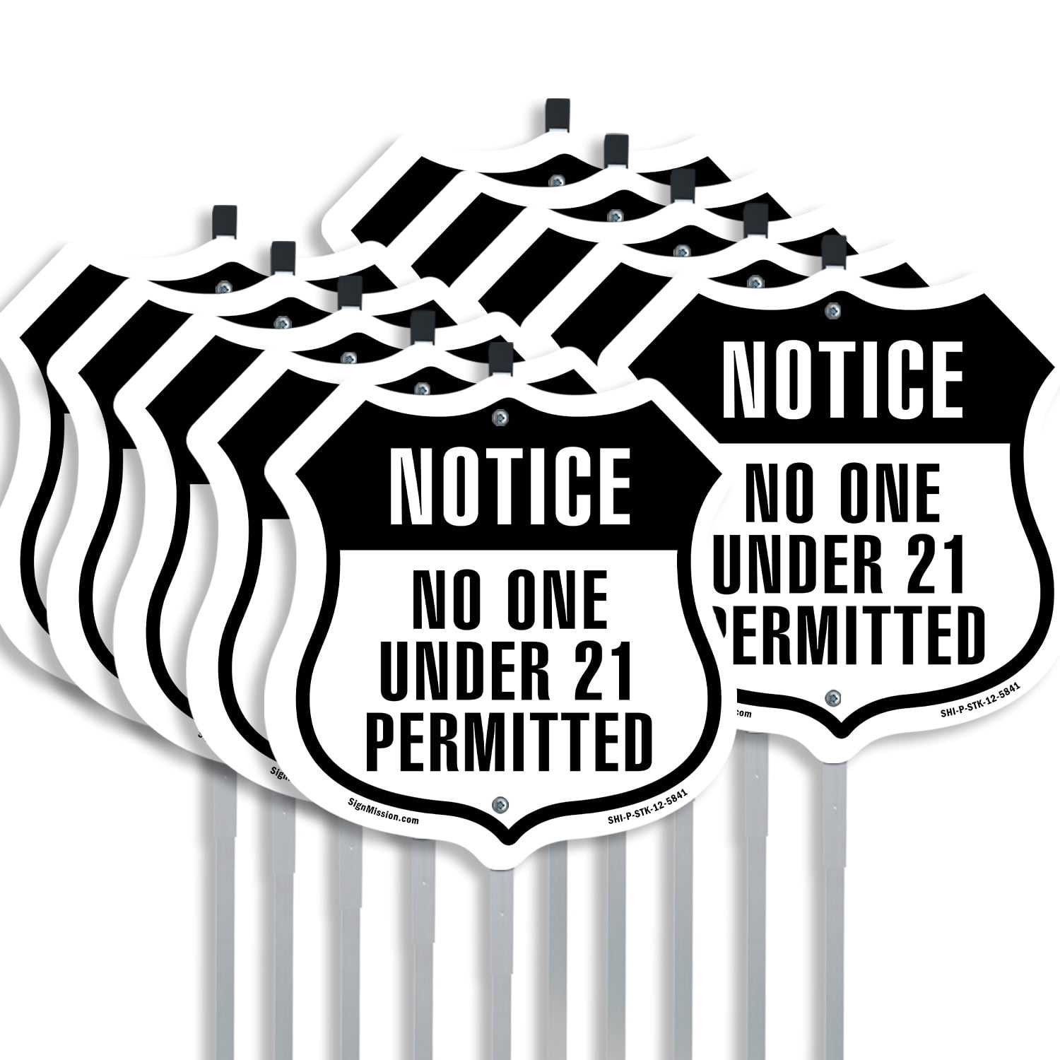 Notice No One Under 21 Permitted (10 Pack) 12 inch X 12 inch Shield ...