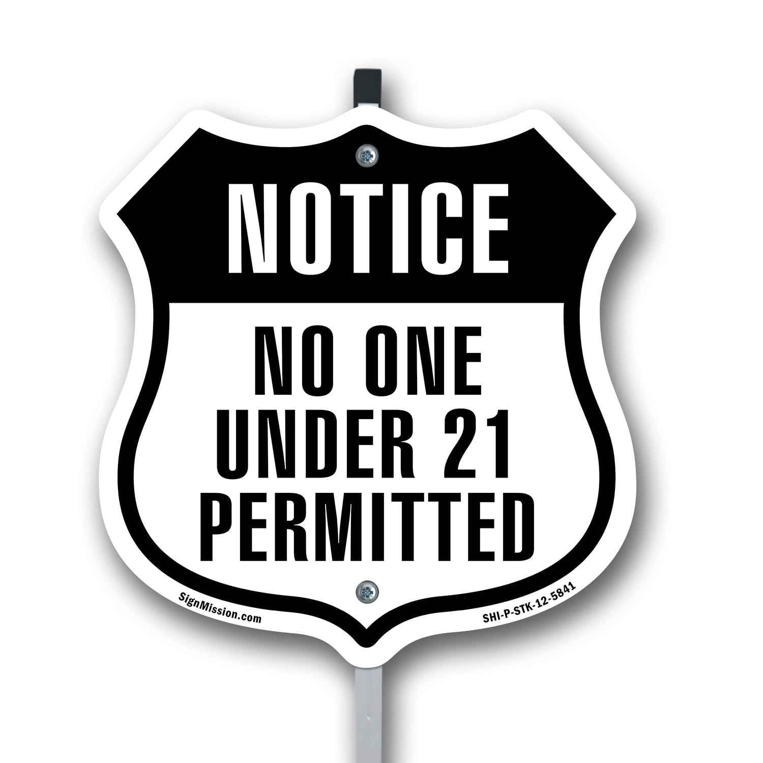 Notice No One Under 21 Permitted 12 inch X 12 inch Shield Shaped Rust ...