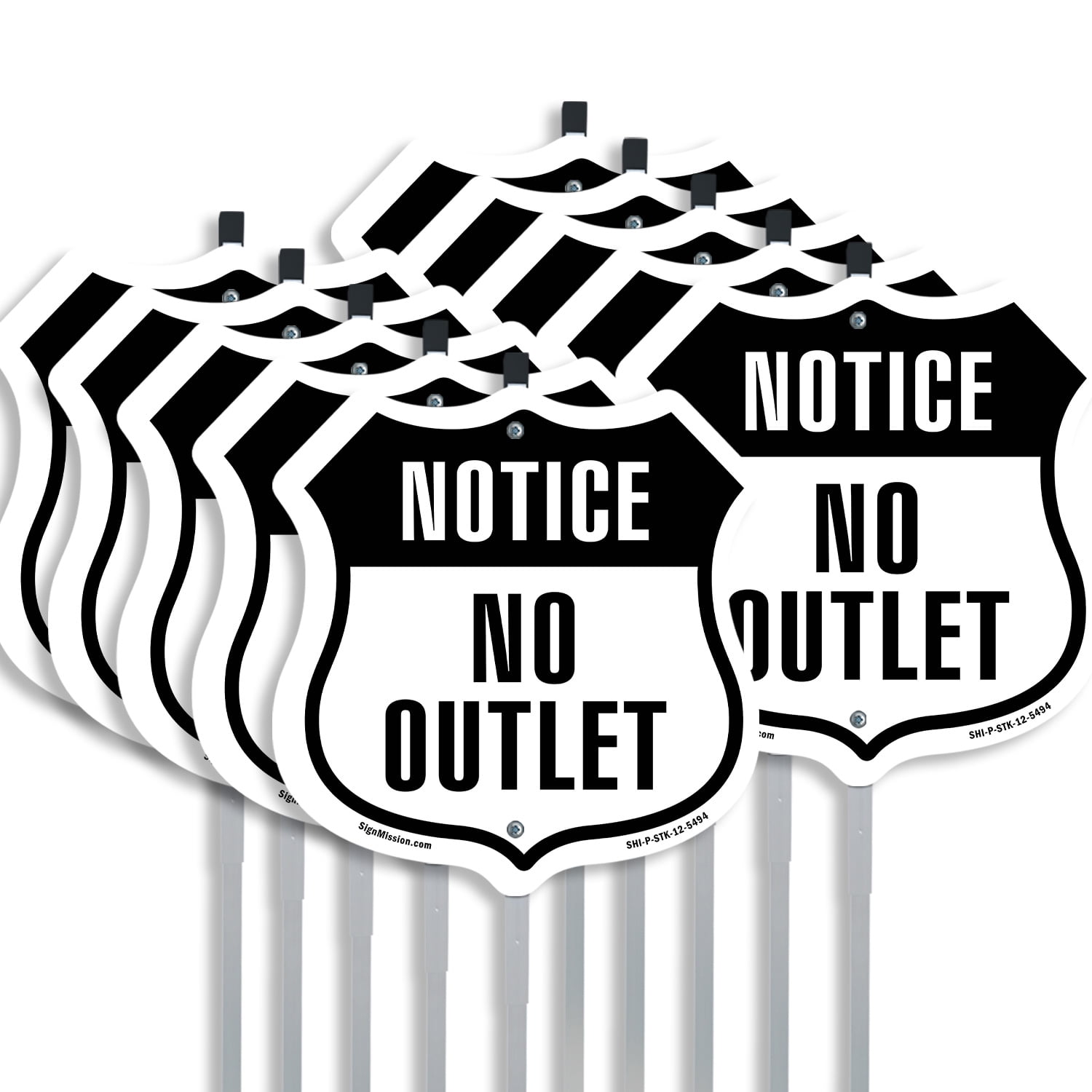 Notice No Outlet (10 Pack) 12 inch X 12 inch Shield Shaped Commercial ...