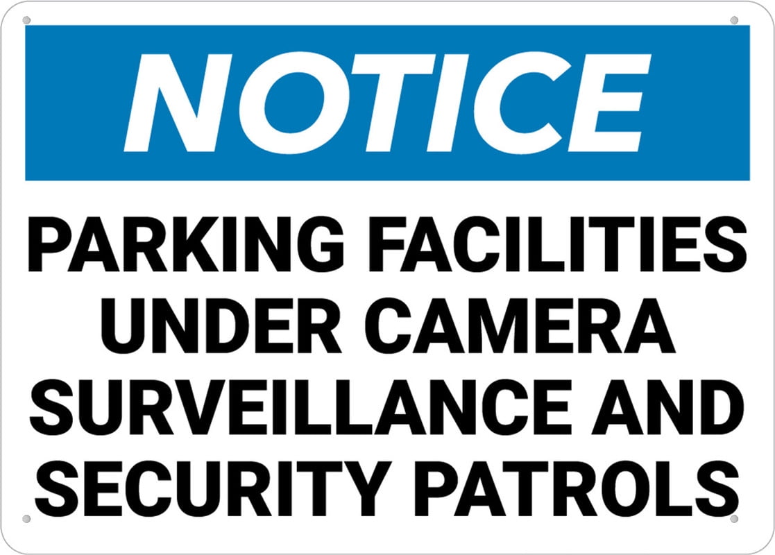 Notice Parking Facilities Under Camera Surveillance Sign Metal 12X8 ...