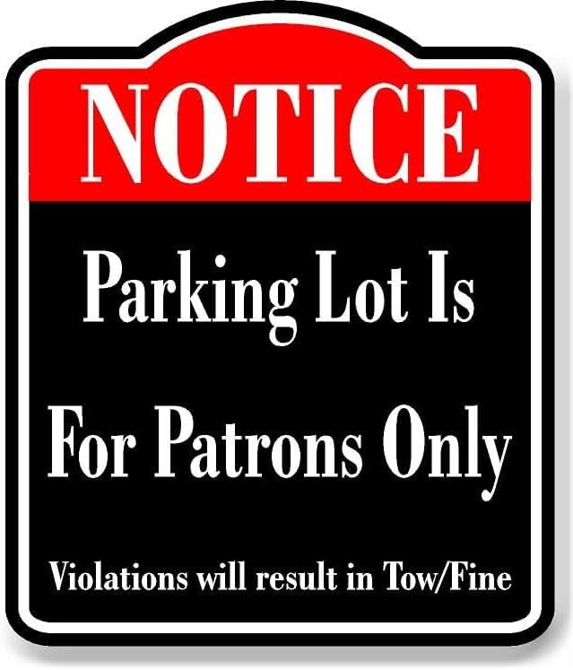Notice Parking Lot For Patrons Only BLACK Aluminum Composite Sign, 20 ...