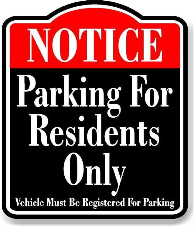 Notice Parking Residents Only Registered Vehicle BLACK Aluminum ...