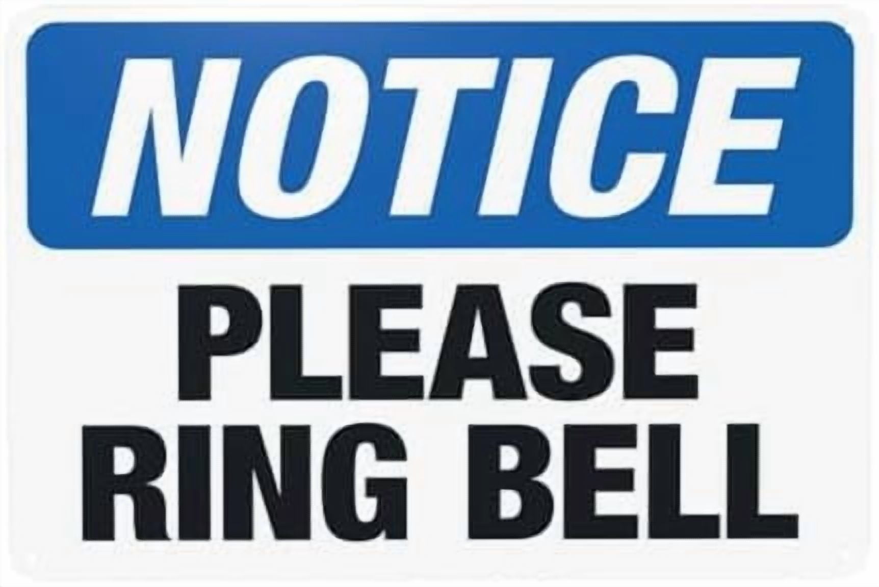 Notice Please Ring Bell Warning Sign, Office Security Metal Signs for ...