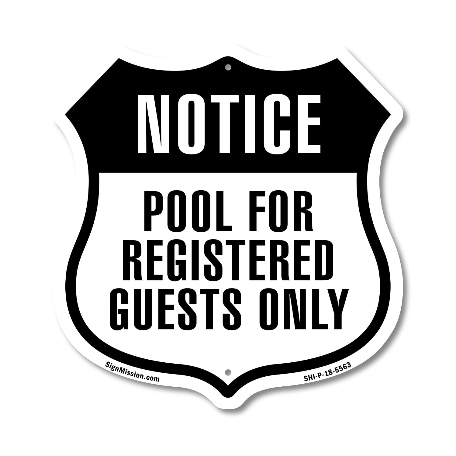 Notice Pool For Registered Guests Only 12 inch X 12 inch Shield-Shaped ...